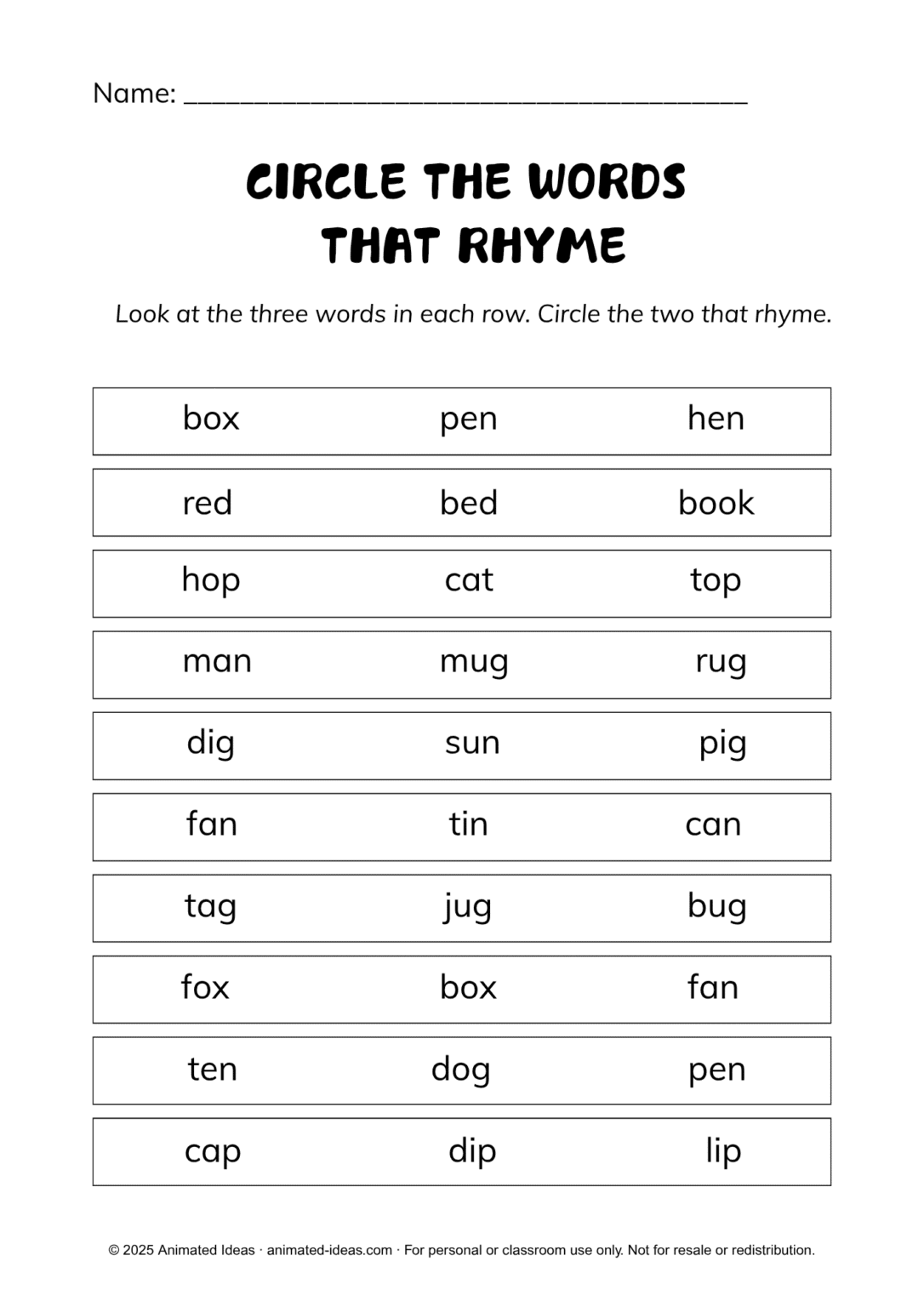 Rhyming Worksheets for 2nd Graders – Free Printable Activities ...