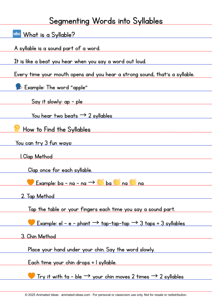 Segmenting Syllables: A Complete Guide for Early Readers - Animated Ideas