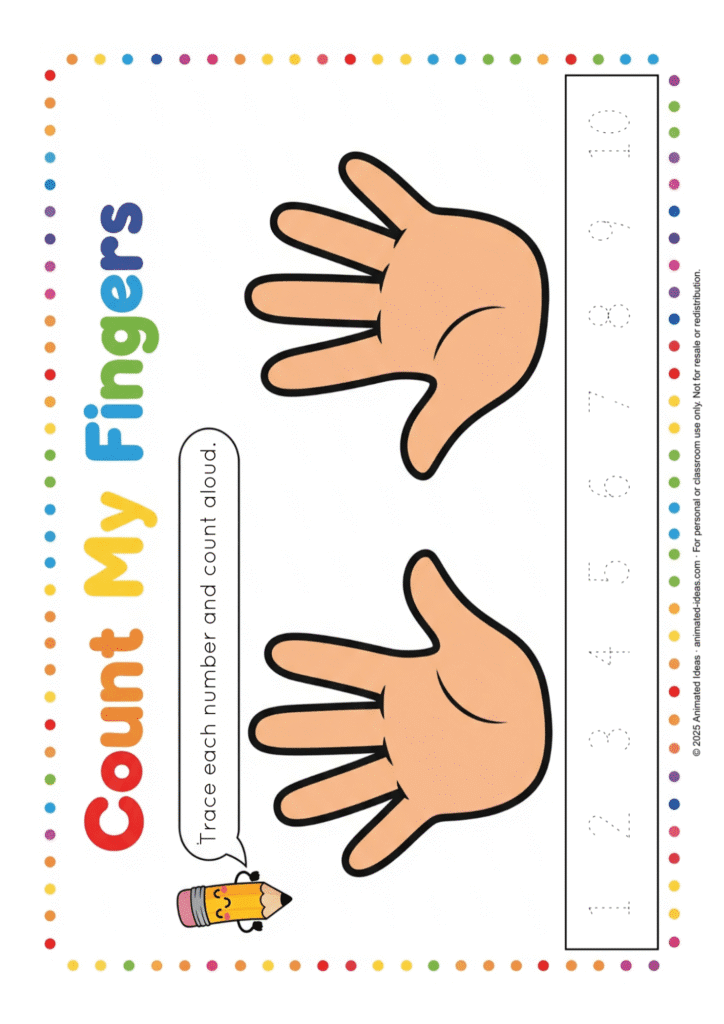Counting & Tracing Numbers – Preschool Worksheet - Animated Ideas