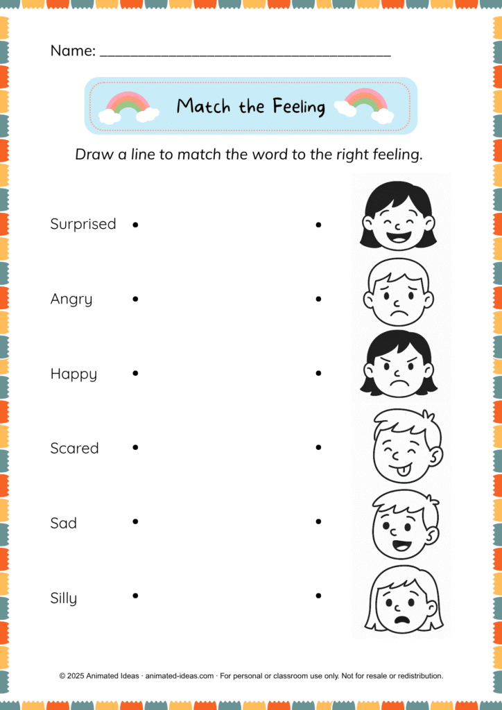 Free Emotions Worksheet Bundle for Kindergarten - Animated Ideas