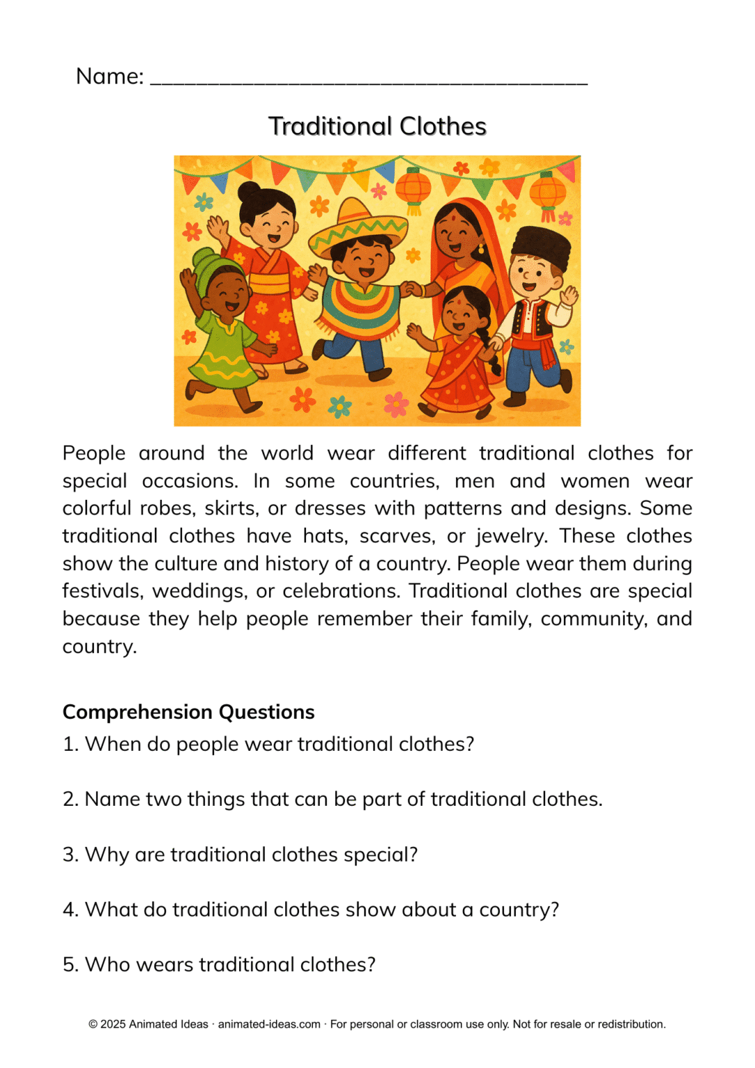 Reading Passages for Kids – Festivals, Homes & Culture (K-2) - Animated ...