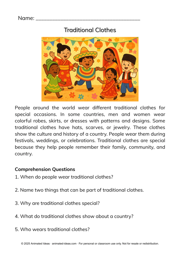 Reading Passages for Kids – Festivals, Homes & Culture (K-2) - Animated ...