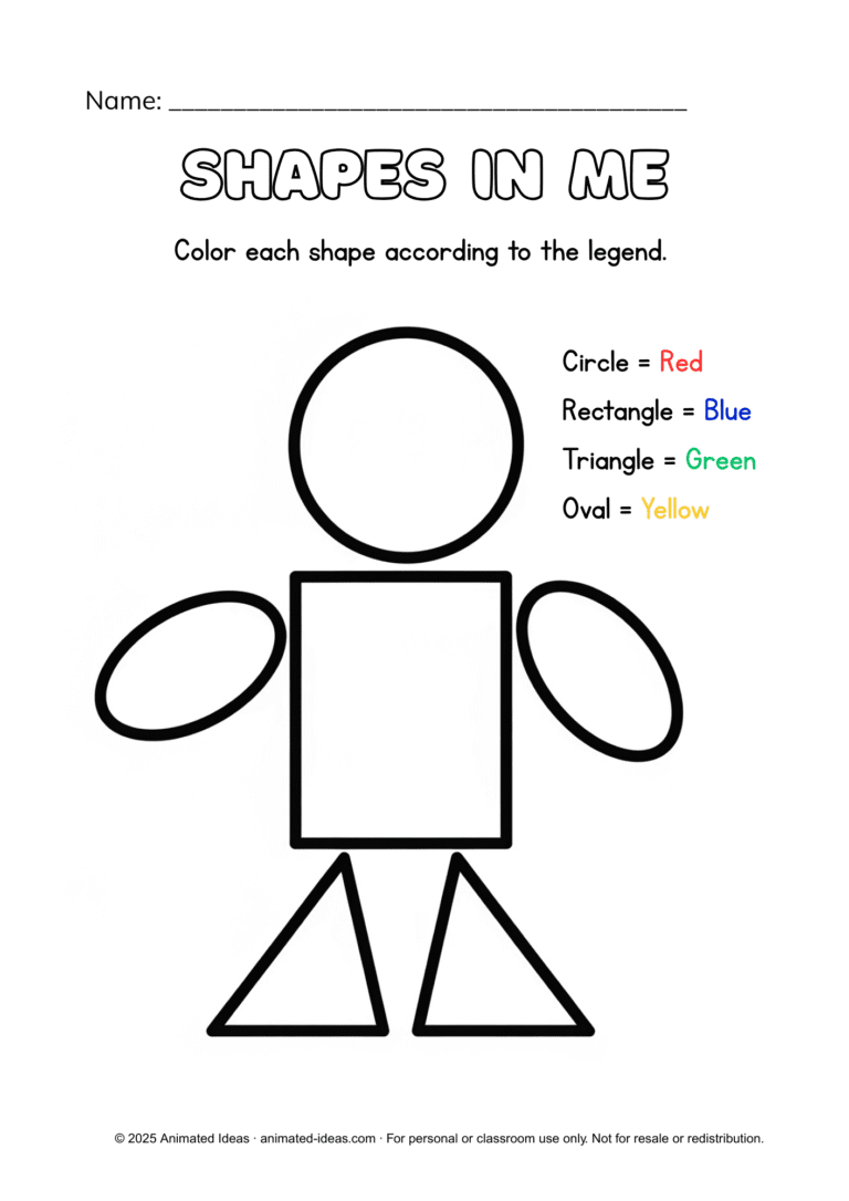 Shapes in Me Worksheet | Fun Shape Coloring Activity for Kids ...