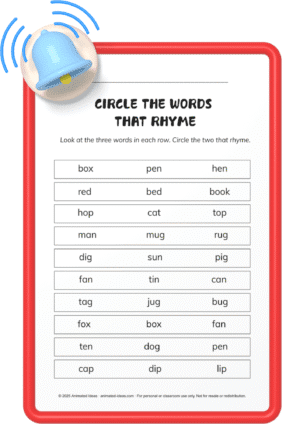 Rhyming Worksheets for 2nd Graders – Free Printable Activities ...