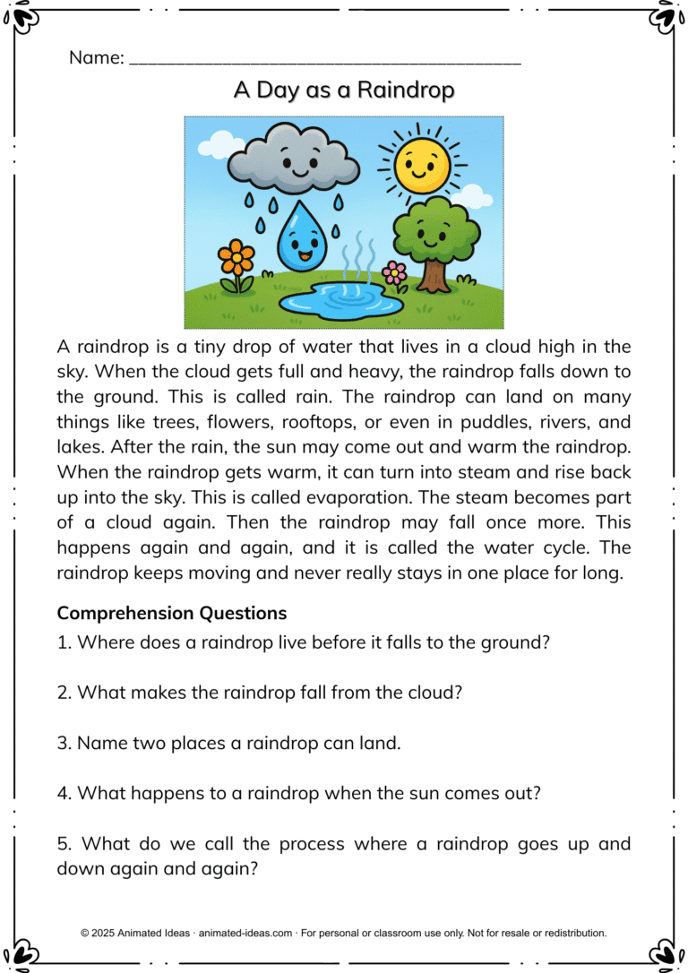 Kids Reading Comprehension Passages with Questions - Animated Ideas