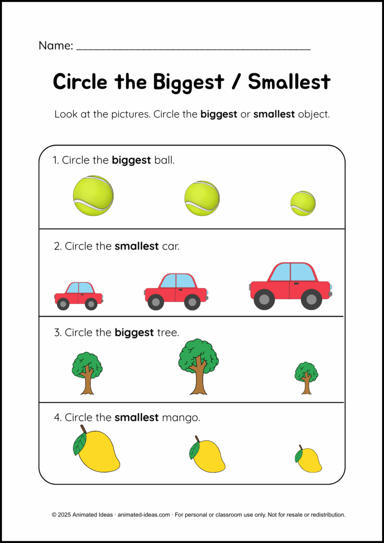 Sorting by Size Worksheets for Preschool | Printable Activities Pack ...