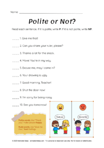 Polite Greetings and Expressions Worksheets - Animated Ideas