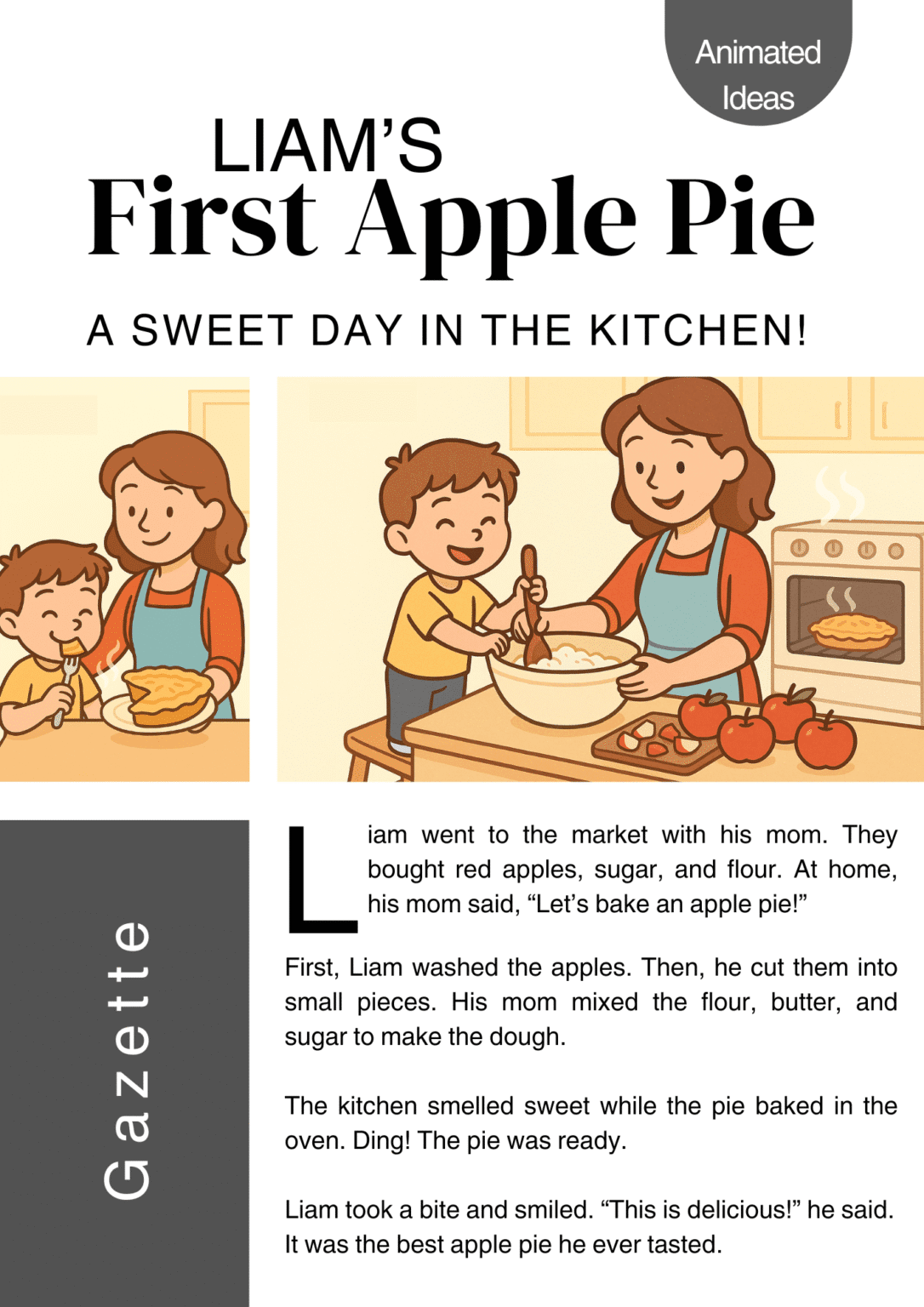 Gazette Story for Kids – Liam’s First Apple Pie - Animated Ideas