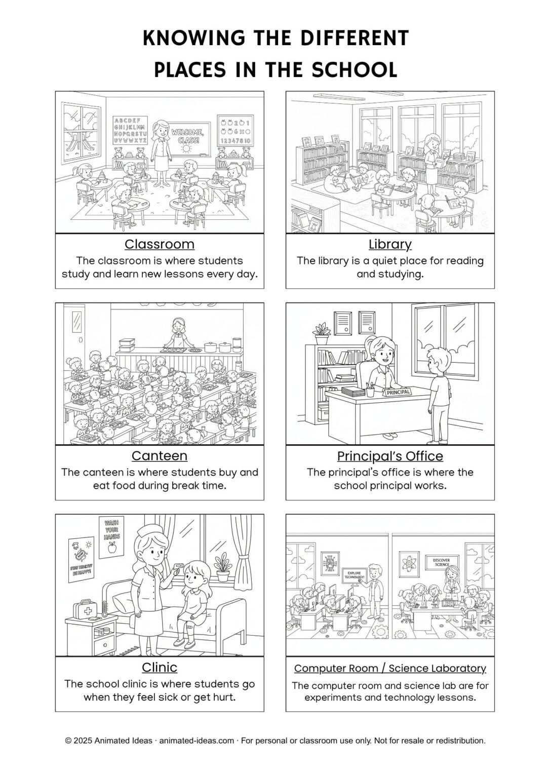 Places in School Lesson Guide (Printable) - Animated Ideas