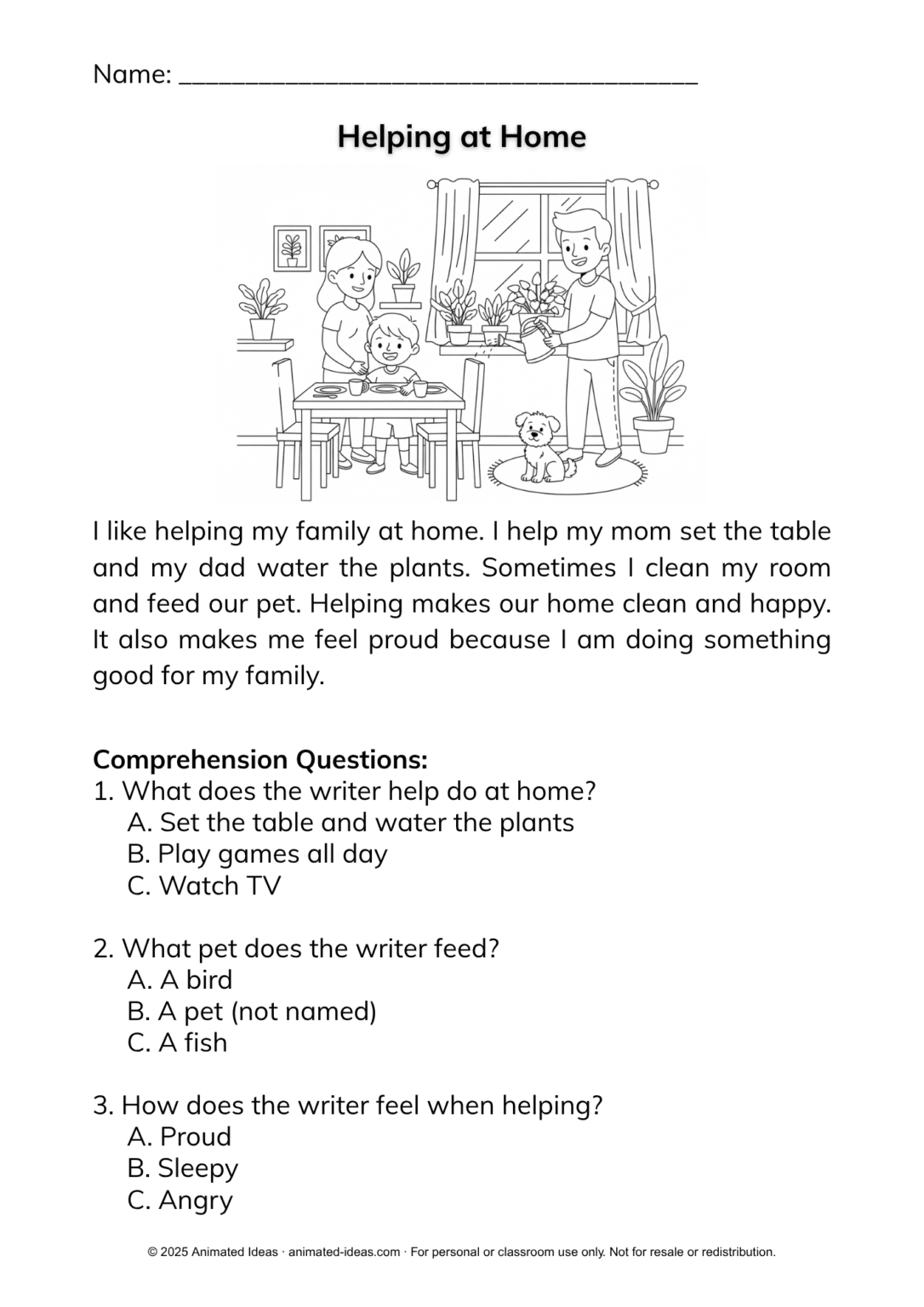 Kids Reading Comprehension Passages with Questions - Animated Ideas