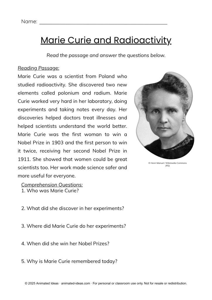 Famous Scientists Worksheets Bundle - Animated Ideas