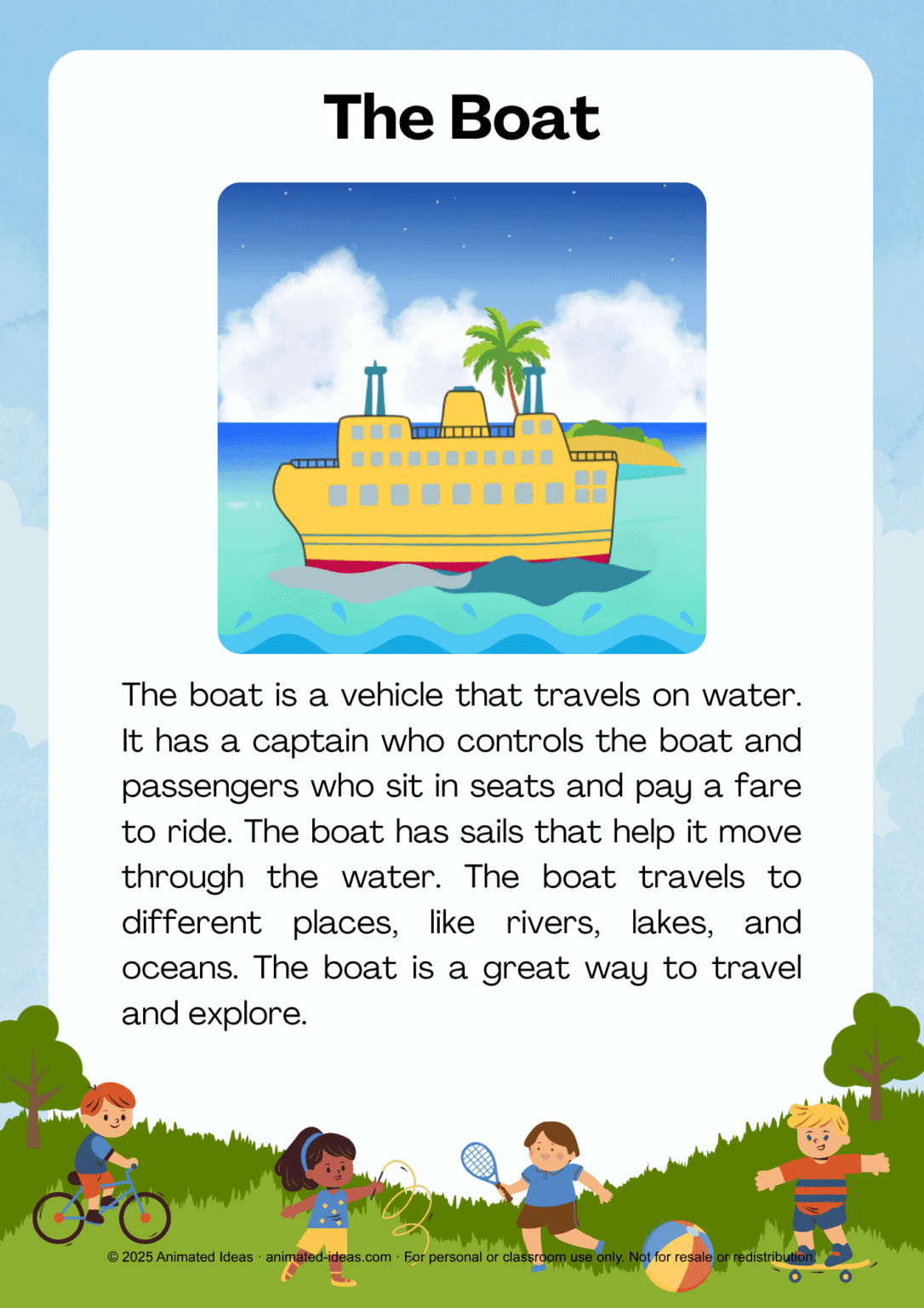 Transportation Reading Comprehension Worksheets for Kids (K–2 ...