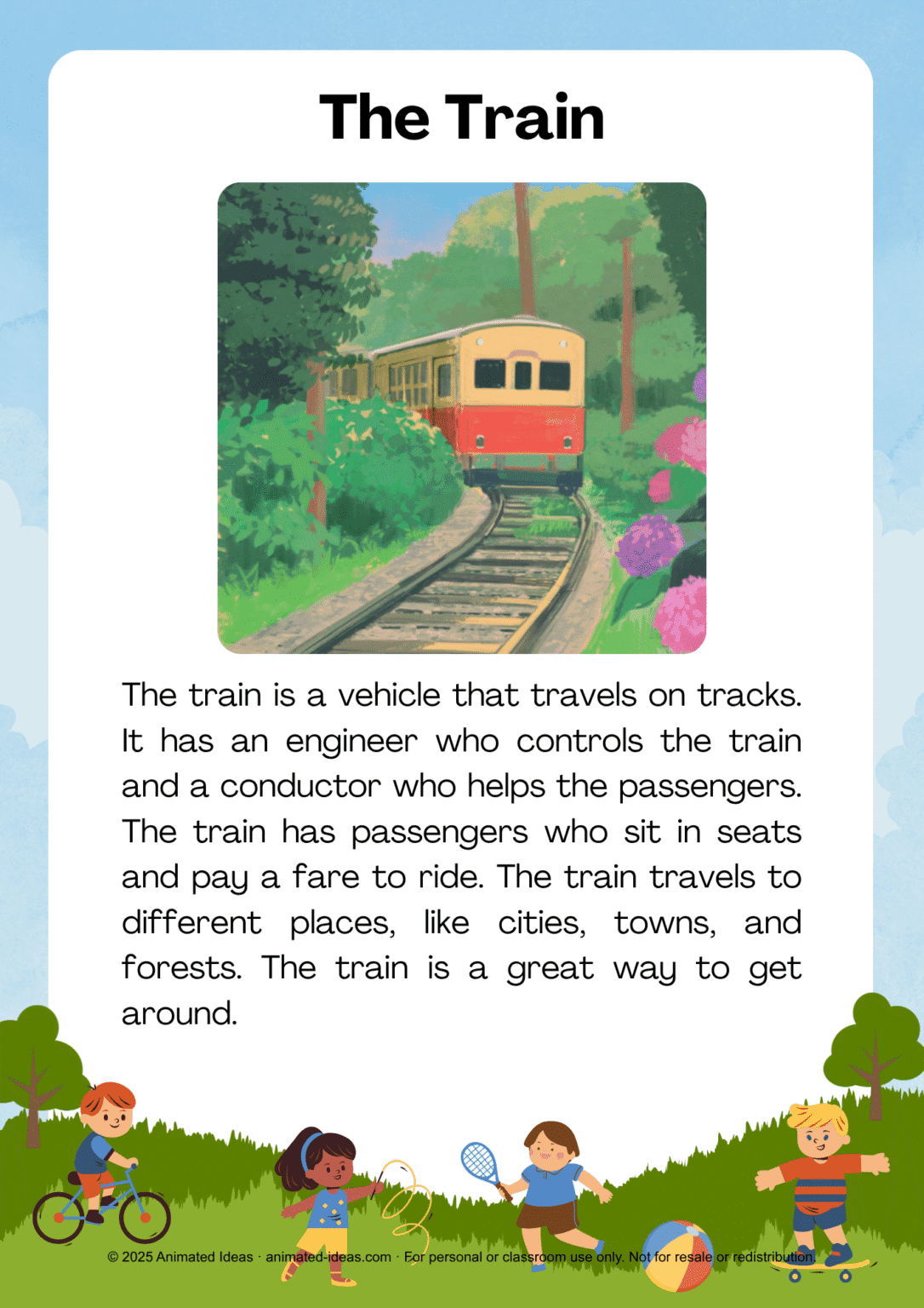 Transportation Reading Comprehension Worksheets for Kids (K–2 ...
