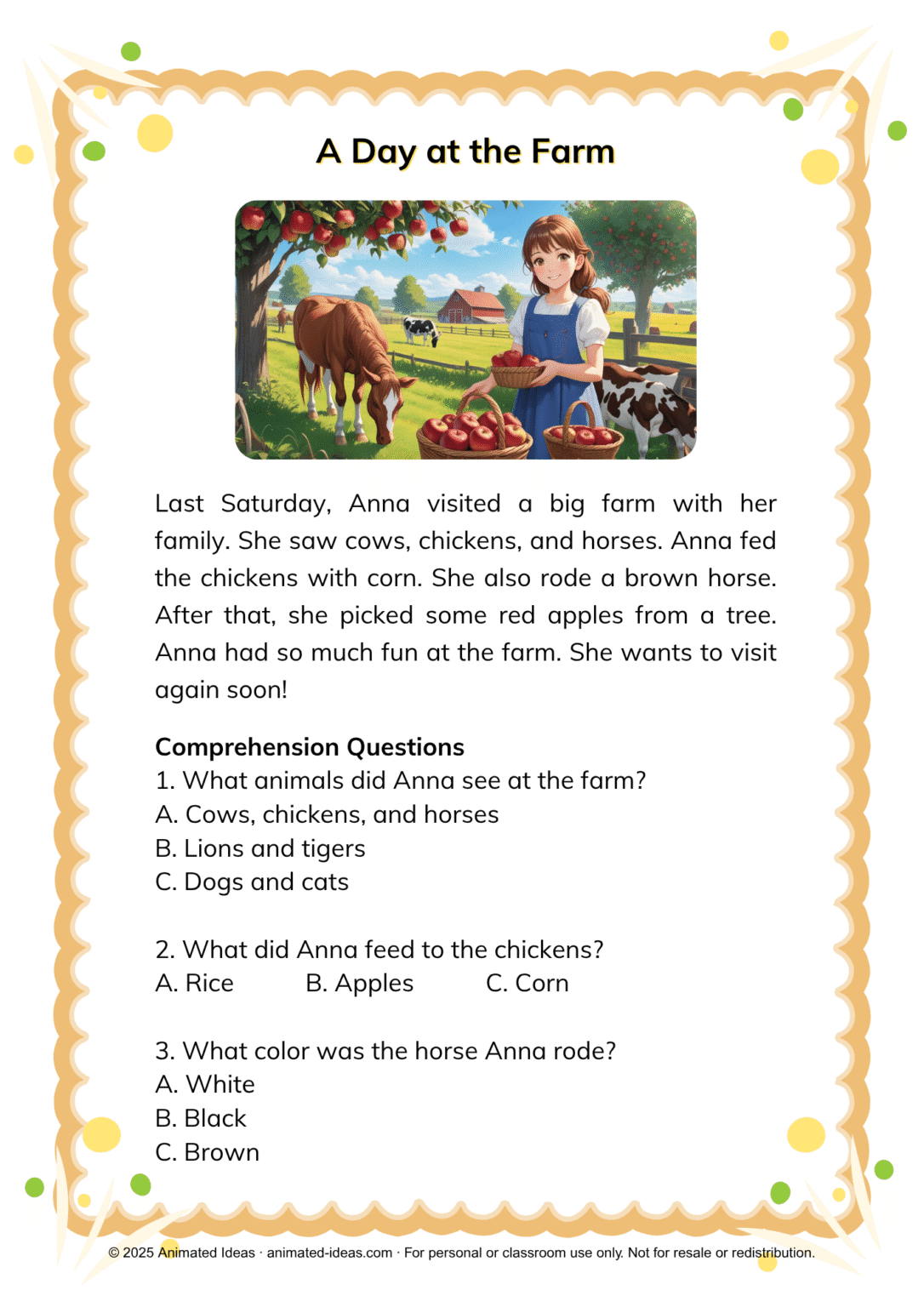 Daily Stories and Questions for Young Readers - Animated Ideas