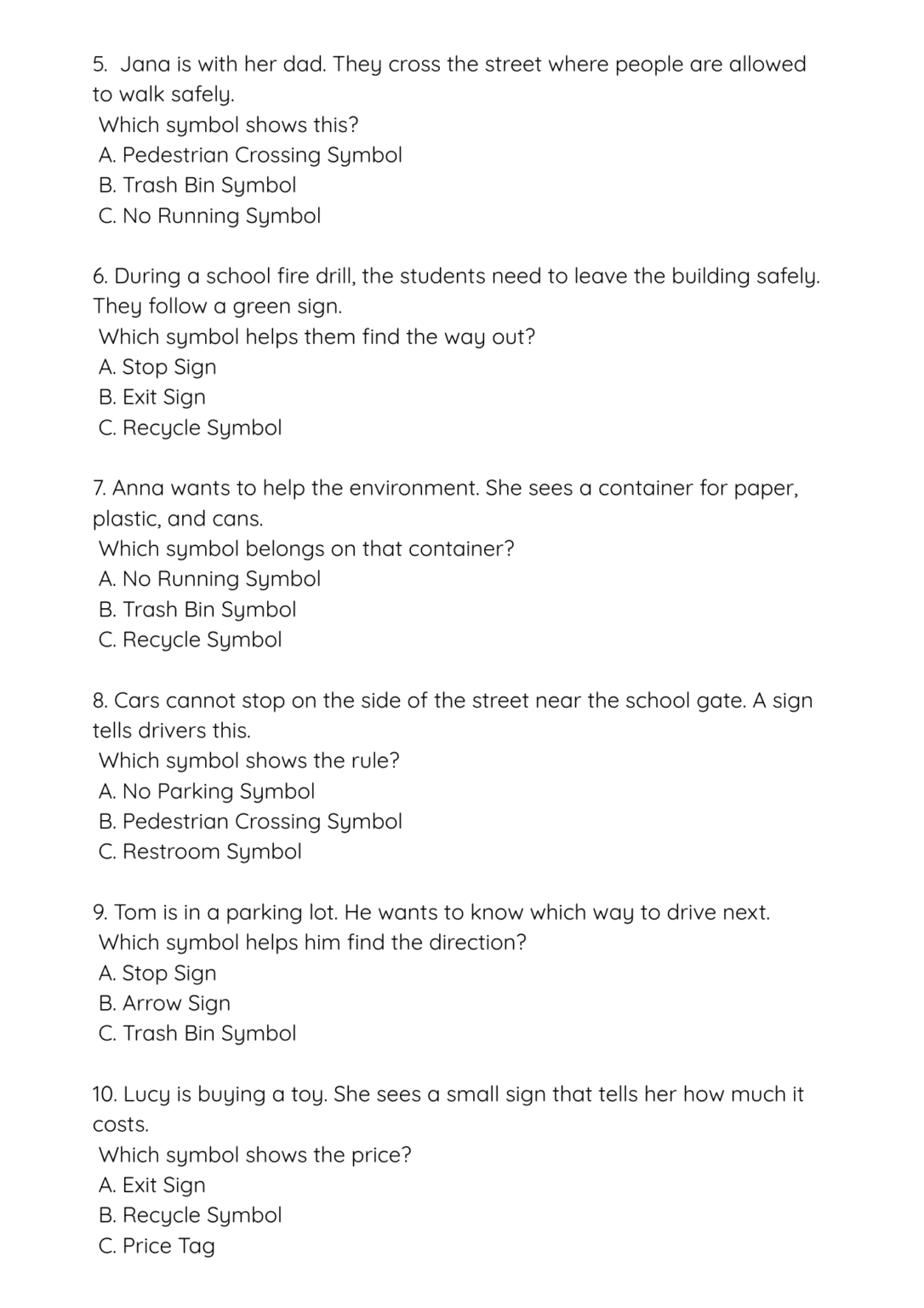 Environmental Print Symbols Worksheets - Animated Ideas
