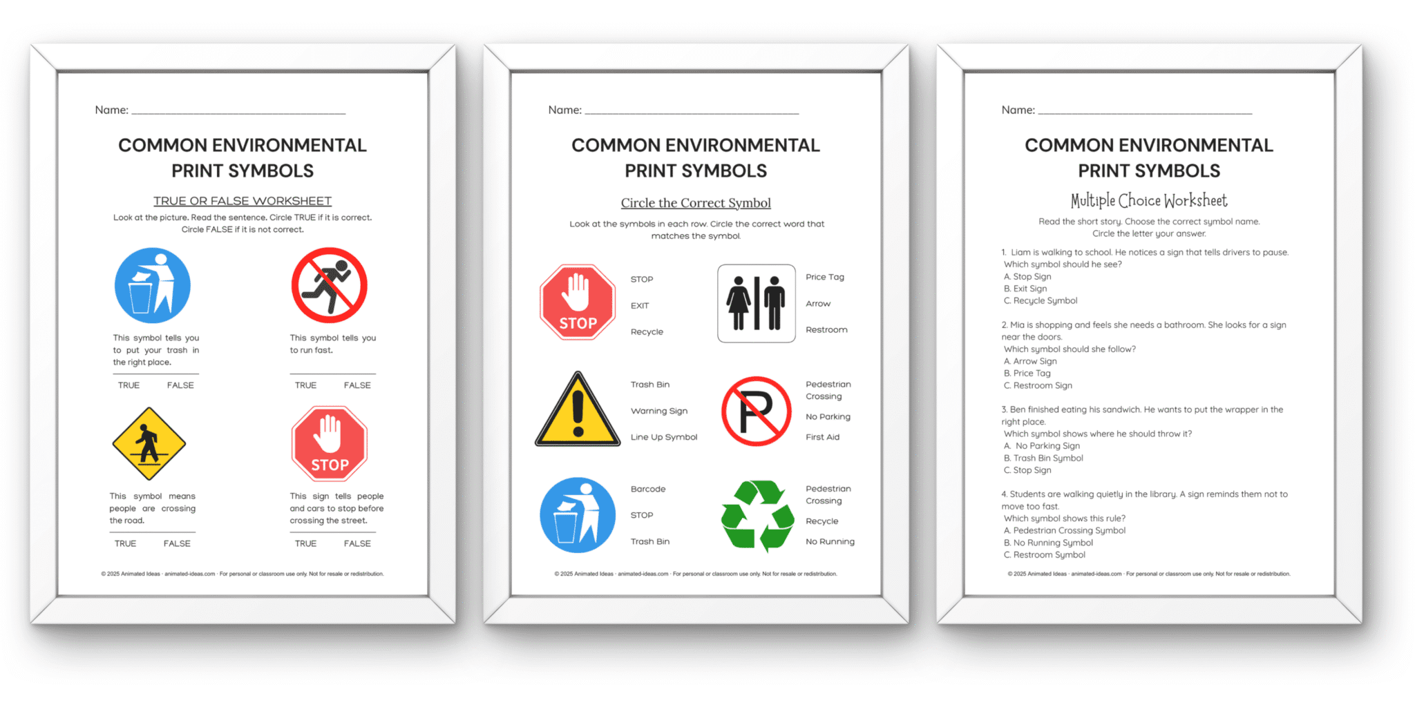 Common Environmental Print Symbols - Animated Ideas