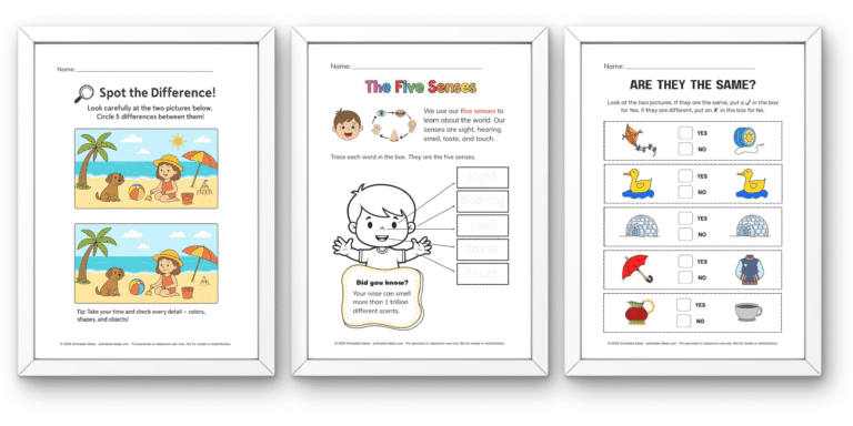 Kindergarten Worksheets - Animated Ideas
