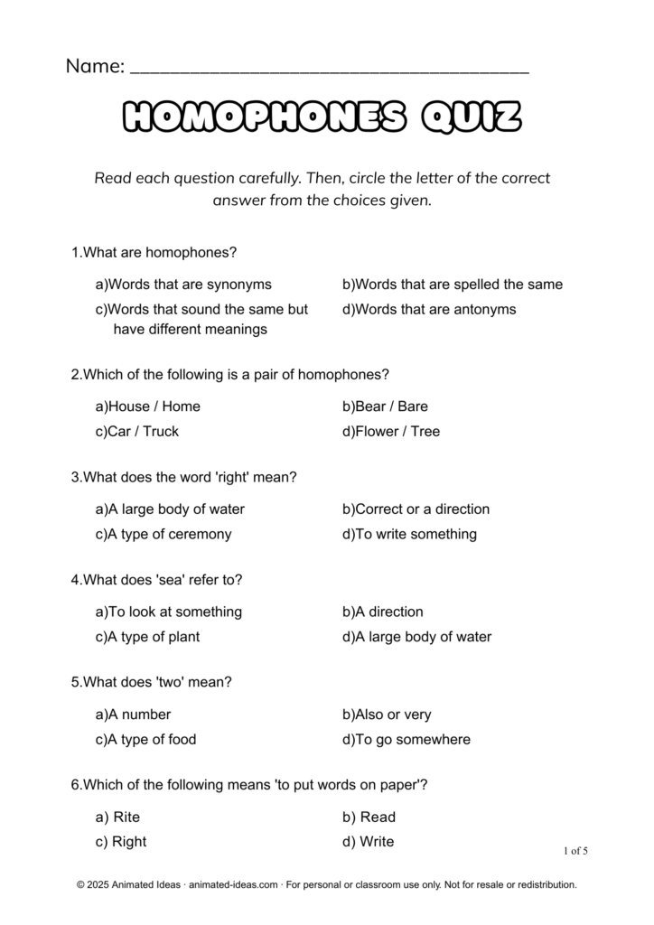 What Are Homophones? A Simple Guide to Tricky Word Pairs - Animated Ideas