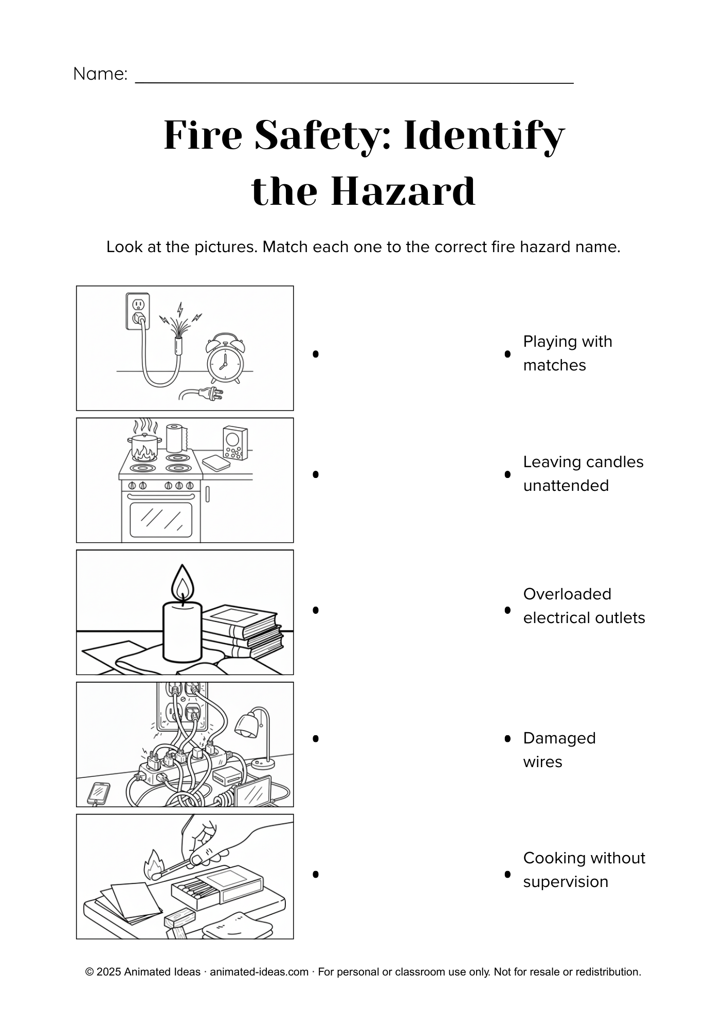 Flammable Materials Worksheets and Fire Safety - Animated Ideas