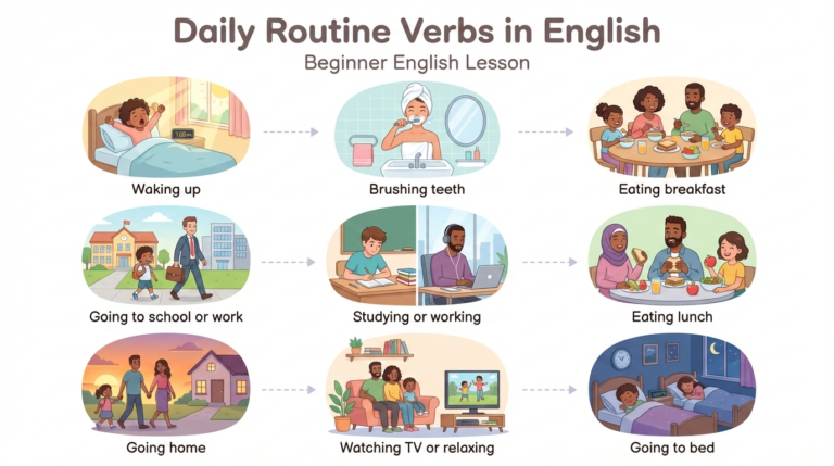 Daily Routine Verbs in English - Animated Ideas