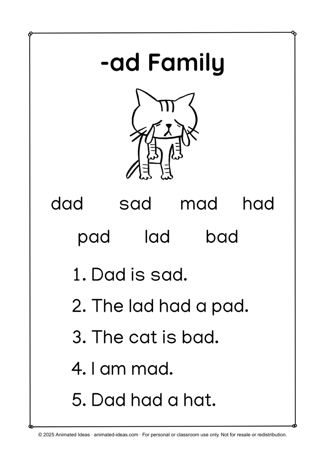 Word Family Reading Passages | -an, -ap, -ad, -ag, -am Words - Animated ...