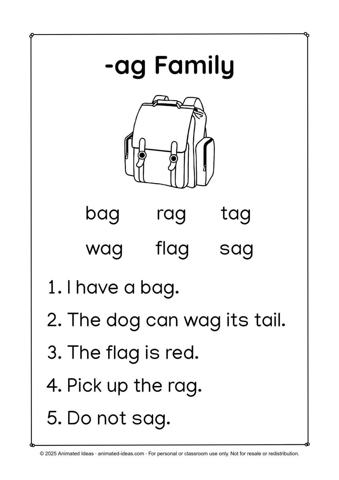 Word Family Reading Passages | -an, -ap, -ad, -ag, -am Words - Animated ...