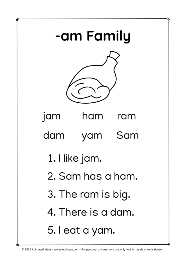 Word Family Reading Passages | -an, -ap, -ad, -ag, -am Words - Animated ...