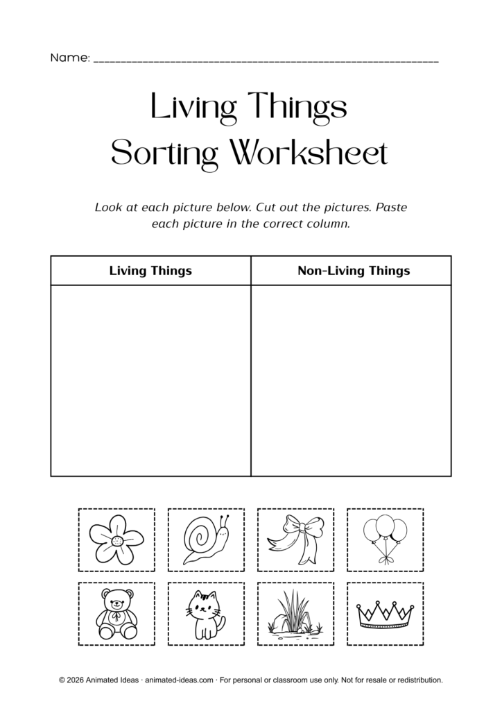 Characteristics of Living Things Worksheets for 2nd Grade - Animated Ideas